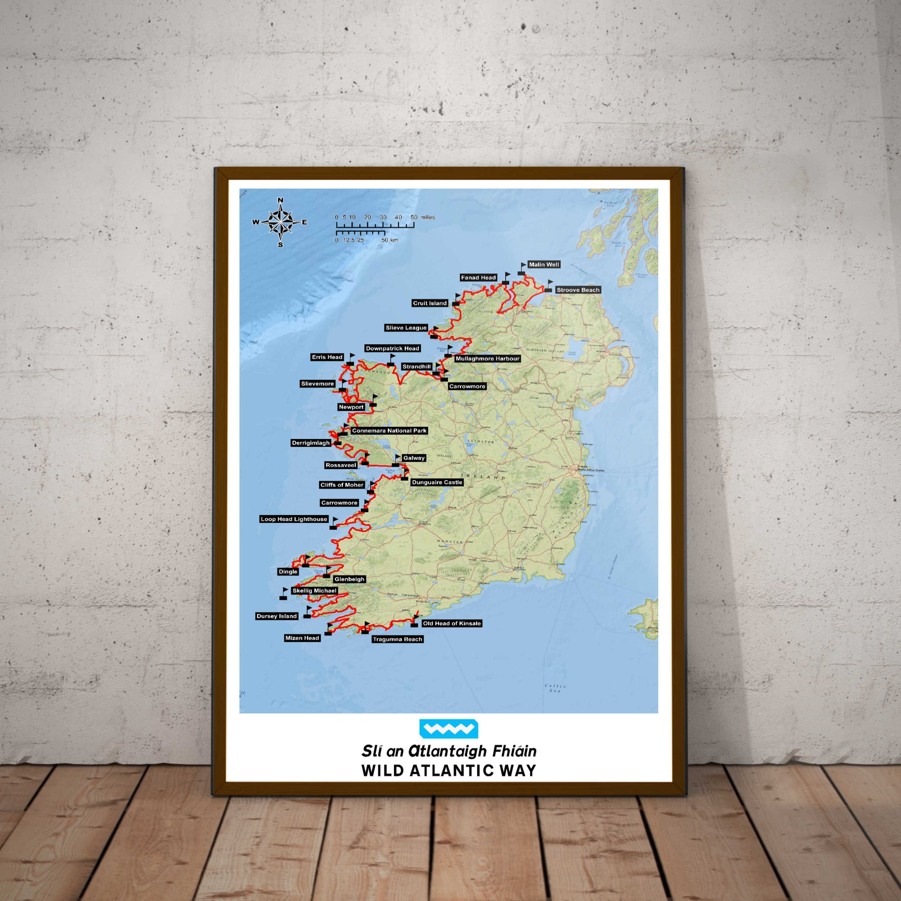 Wild Atlantic Way Route Map Paper Poster– Auto Junk UK Ltd