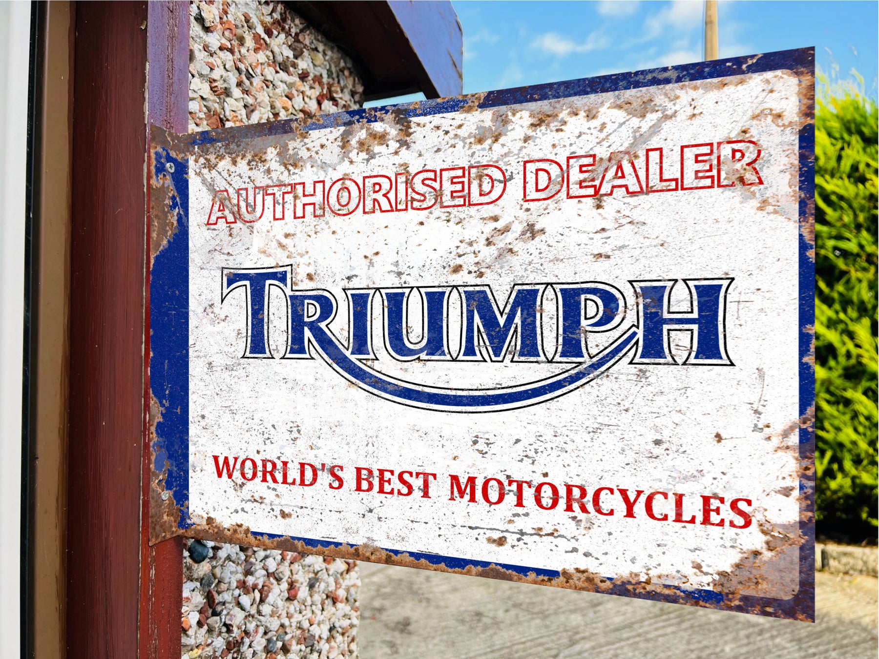 Triumph Authorised Dealer Double Sided Metal Flange Sign Auto Junk Uk Ltd